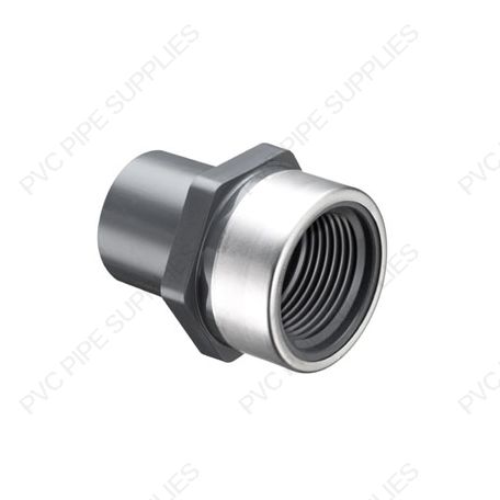 3/4" Schedule 80 PVC Female Adapter with Stainless Steel Ring, 878-007SR